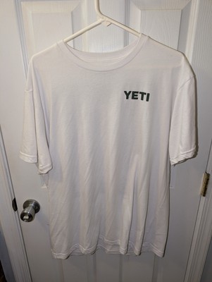 Yeti Logo T-Shirt Mens Size XL White Fish Short Sleeves Outdoors | eBay