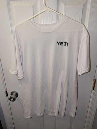Yeti Logo T-Shirt Mens Size XL White Fish Short Sleeves Outdoors | eBay
