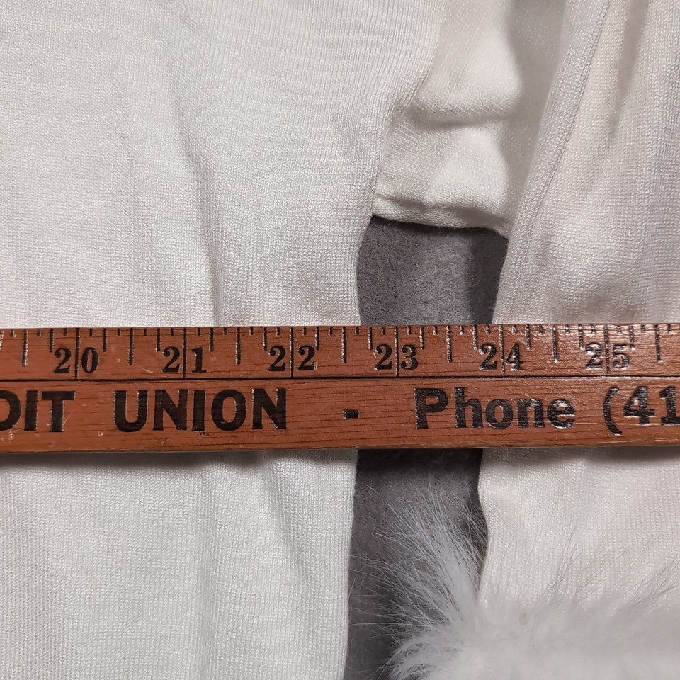 Preston & York Maxine Turtleneck Pullover Sweater Faux Fur Trim White ...