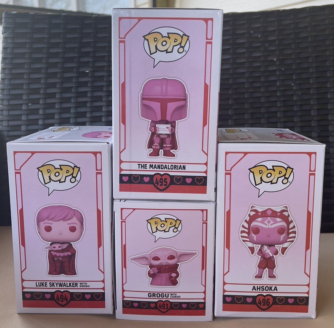 Funko Pop Mandalorian Grogu Luke Skywalker Ahsoka Star Wars Pink Vinyl ...