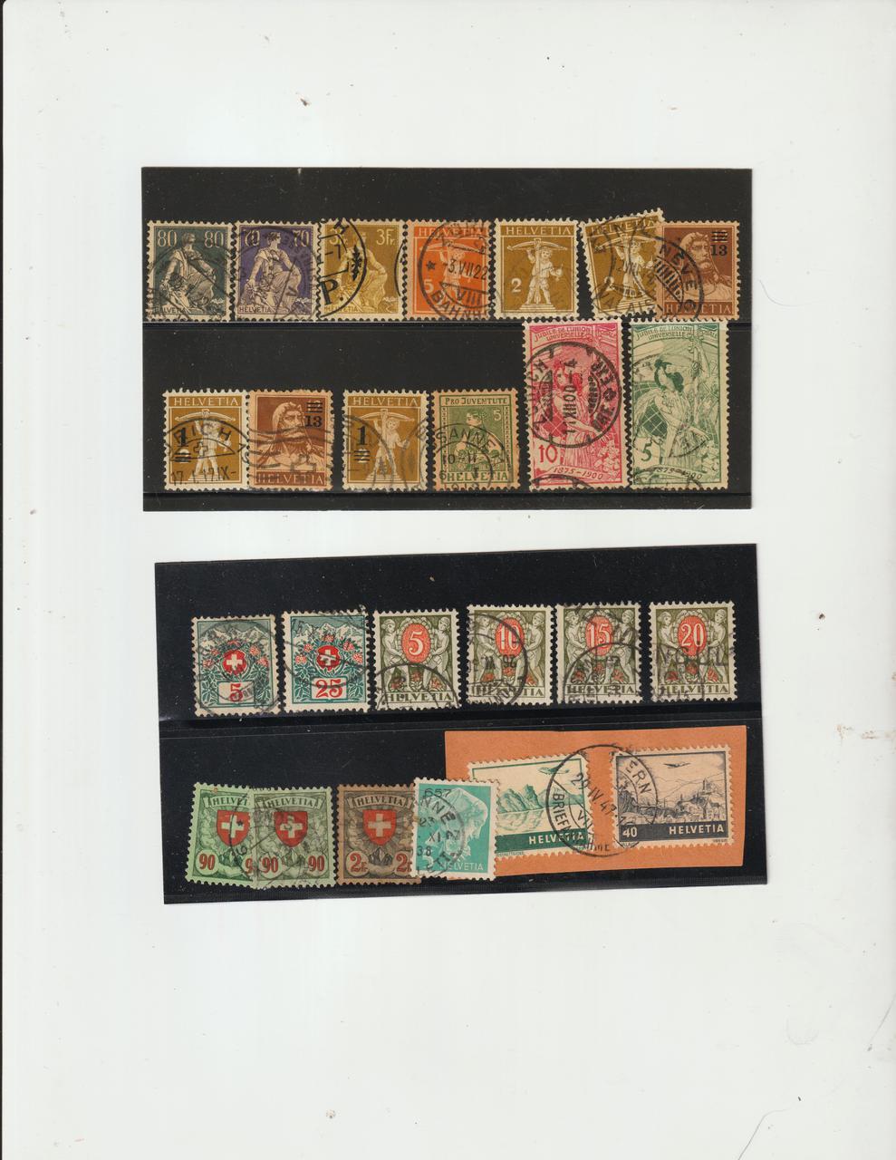 Switzerland Early Collection 25 on 2 Stock cards Including back of the ...