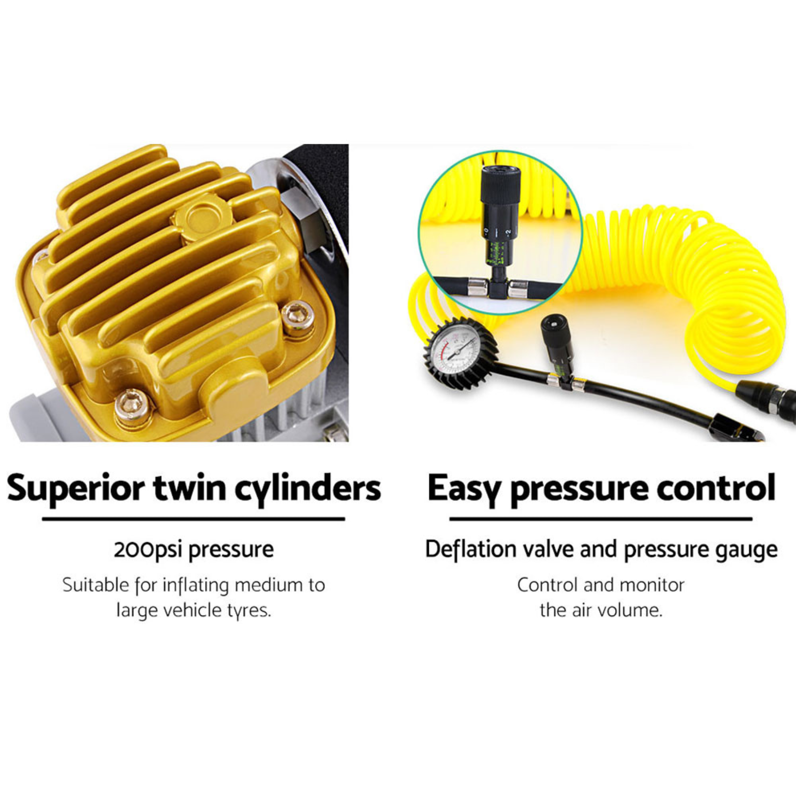 Giantz Air Compressor 12V Tyre 200L/MIN Deflator Inflator Car Truck ...