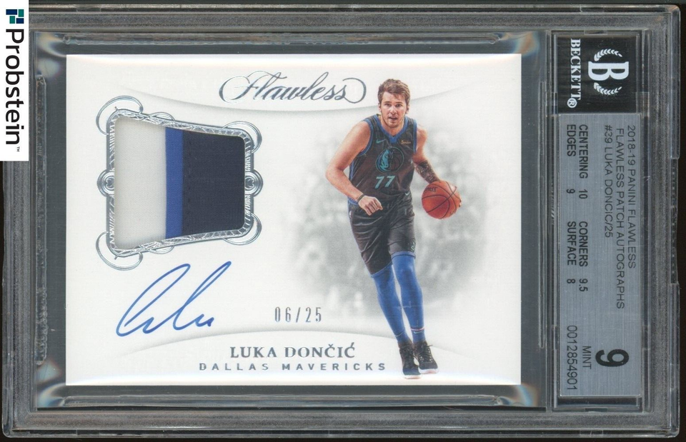 2018-19 Panini Flawless Luka Doncic RC GU 3-Color Patch ON CARD AUTO ...