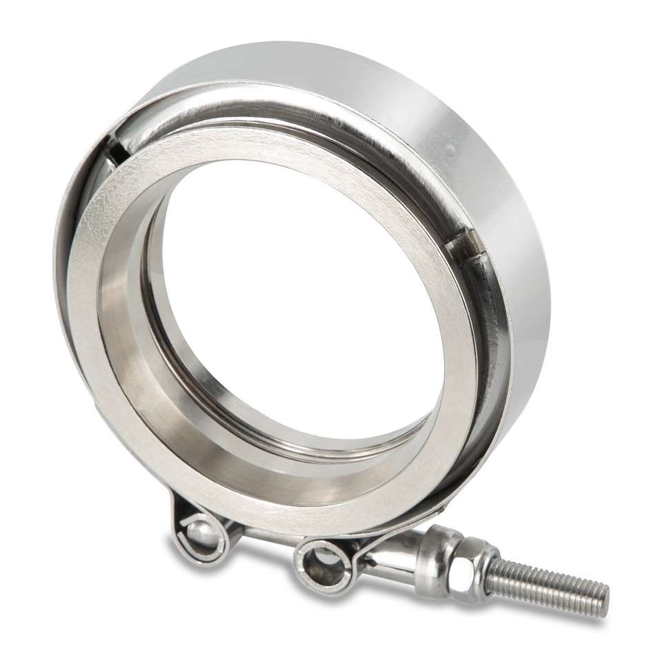 2.5" Inch 63mm Stainless Steel V-Band Clamp & Flat Flange Kit Exhaust ...