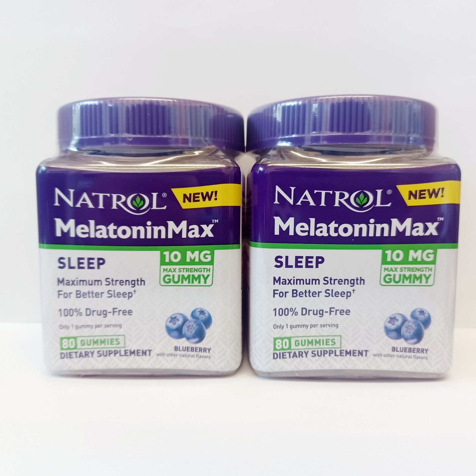 (2) Natrol Melatonin Max 10mg SLEEP Blueberry 80 Gummy Drug-Free Sealed ...
