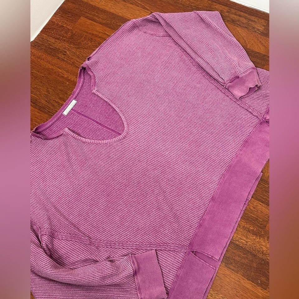 Free People We The Free Buttercup Thermal Magenta V-Neck Sweater | eBay