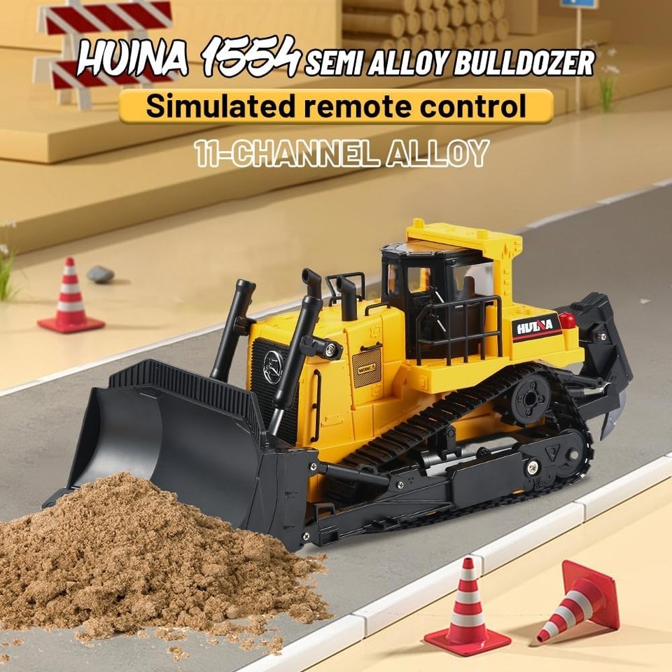 HUINA 1554 1/16 Scale Remote Control Bulldozer 2.4GHz 11CH RC ...