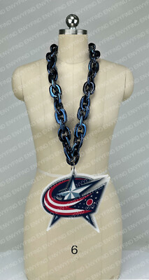 New NHL Columbus Blue Jackets BIG Fan Chain Navy Necklace Foam MI USA ...