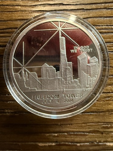 JULY 4, 2004 SILVER CLAD FREEDOM TOWER COIN, ONE DOLLAR MARIANA ISLANDS ...