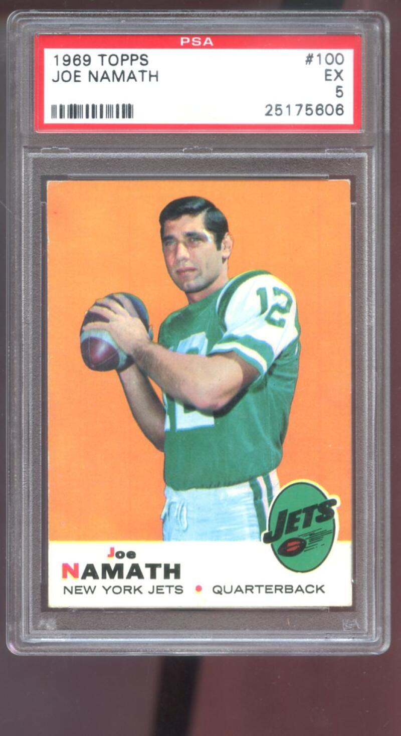 1969 Topps #100 Joe Namath PSA 5 Graded Football Card NFL New York Jets ...