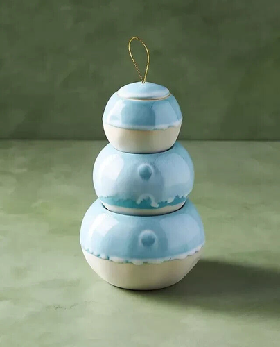 New Anthropologie Volcano Stackable Snowman Candle 3-Piece Capri Blue | eBay