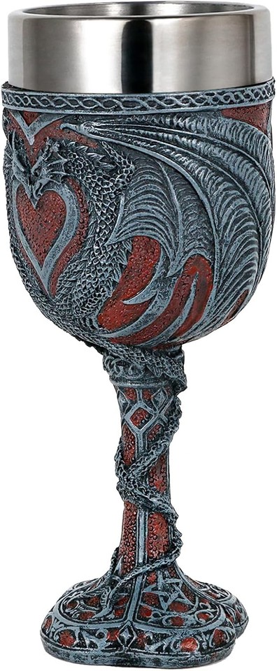Medieval Double Dragon Wine Goblet - Valentines Dungeons 7 Ounces, Red ...