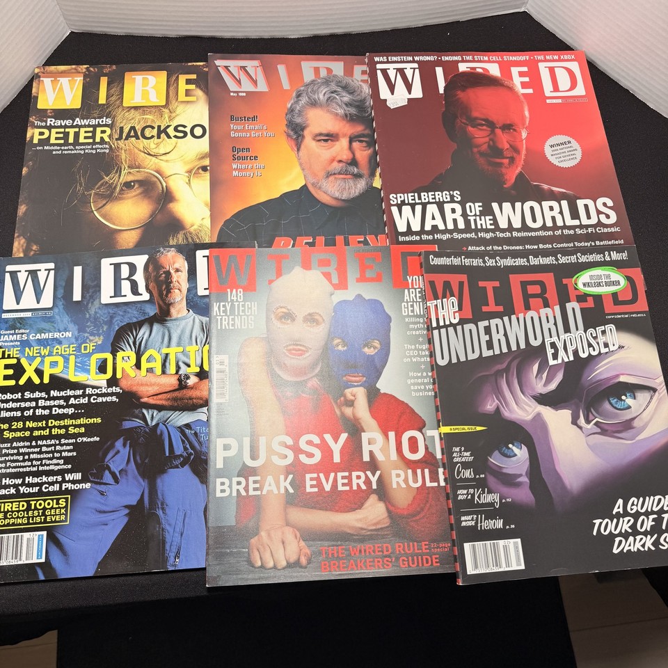 WIRED & LIFE Magazine Lot: 20 Issues (1996–2005) Spielberg, HAL 9000 ...