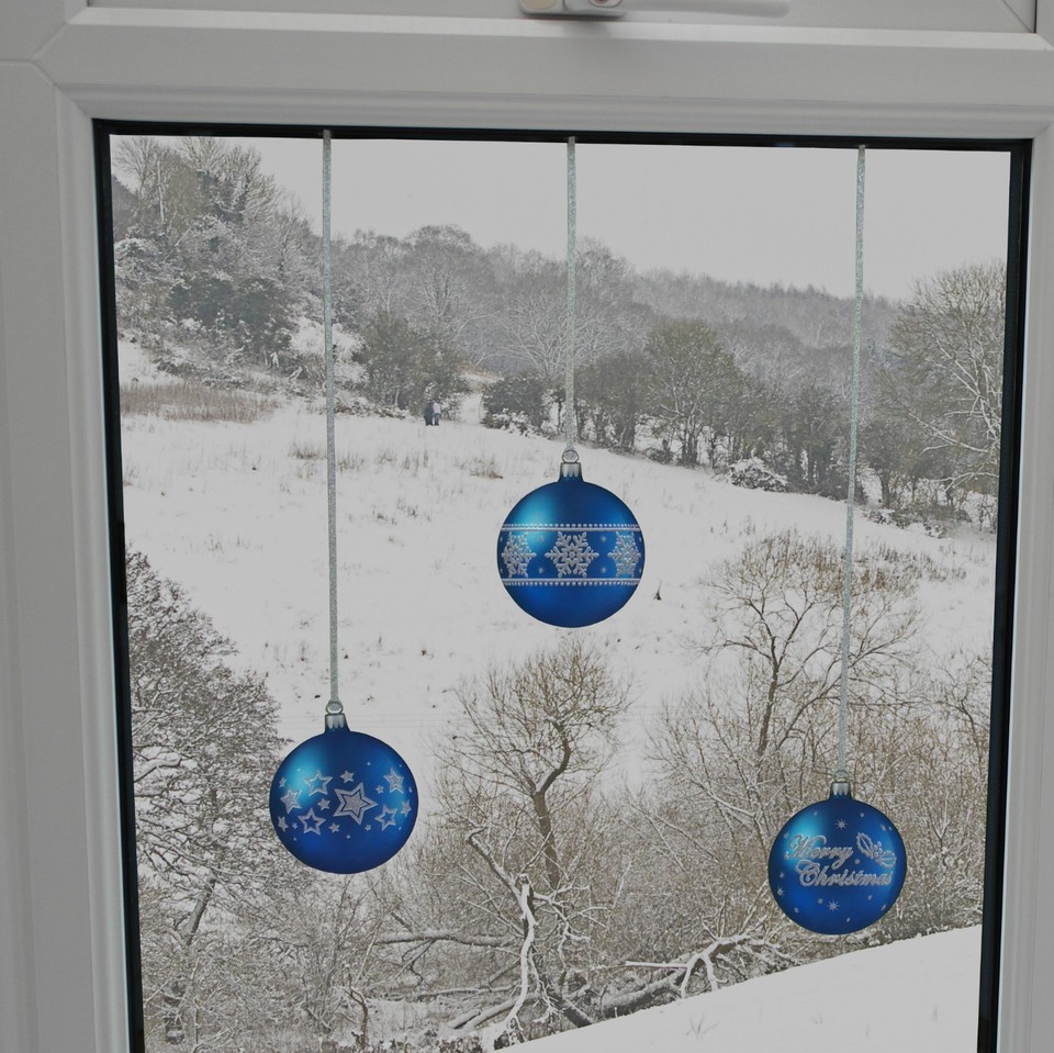 Bauble Window Stickers Clings Reusable Christmas Decorations Quick ...