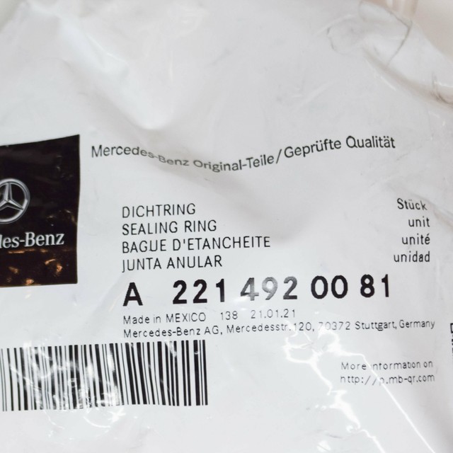 Mercedes-Benz AMG GT C190 Exhaust Pipe Sealing Ring A2214920081 OEM for ...