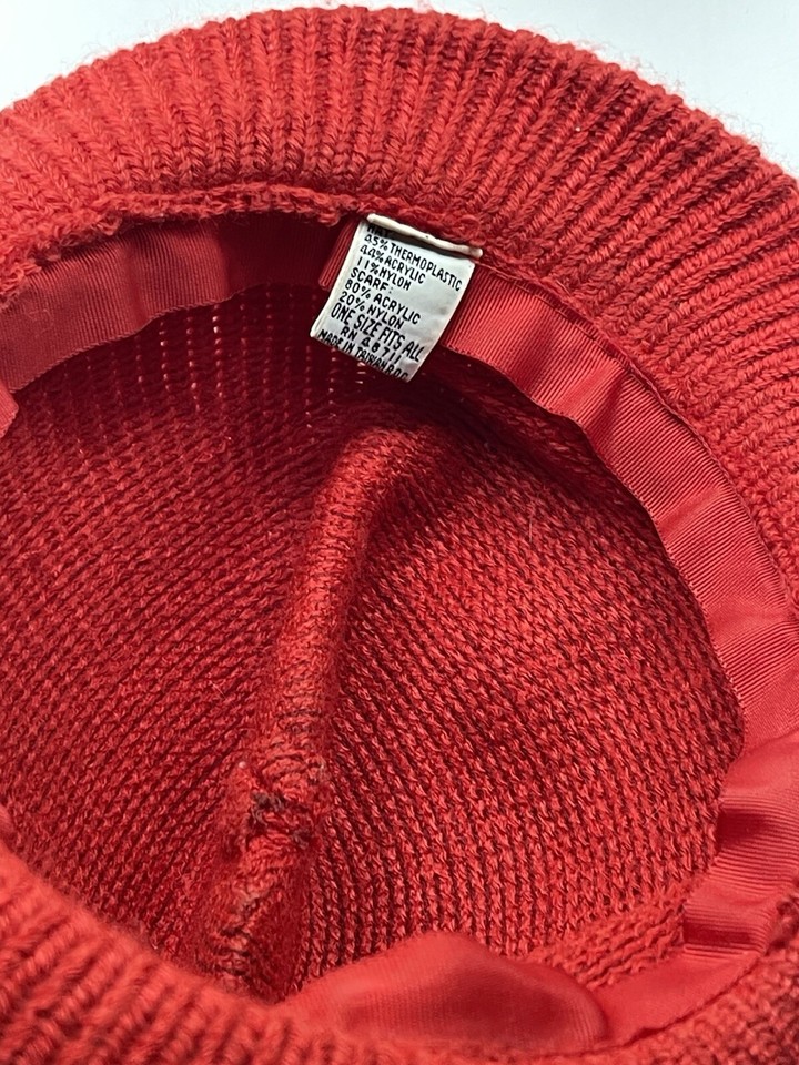 VTG 1970's 80 Red Fuzzy Wool Knit Fedora Bucket Hat Red Fashion W ...