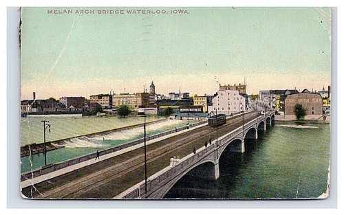 Melon Arch Bridge Waterloo Iowa IA River Cable Car Aerial View 1919 ...