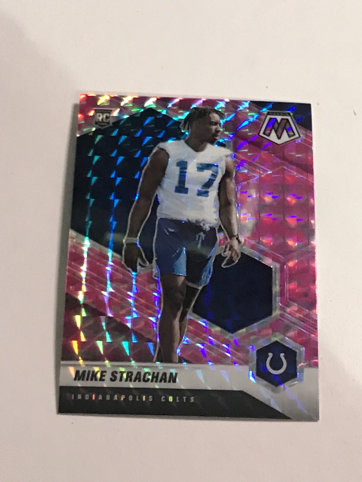 MIKE STRACHAN #394 2021 PANINI NFL MOSAIC - PINK CAMO PARALLEL ROOKIE ...