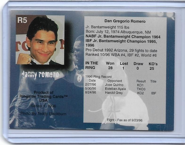 1996 RINGSIDE ROOKIE DANNY ROMERO BOXING CARD #R5 ~ MULTIPLES AVAILABLE ...