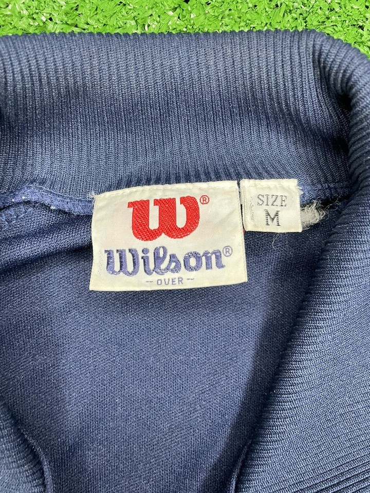 VTG 90’s Wilson Athletic Bomber Coaches Zip Up Sweater Mens Medium Blue ...
