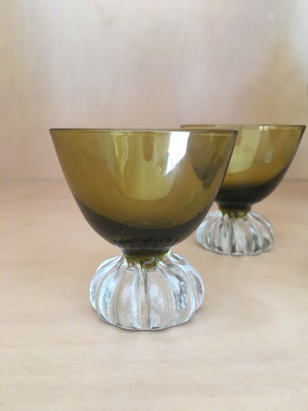 Vintage Seda Sweden- Clear and Amber Glass Decanter with Stopper and 6 ...