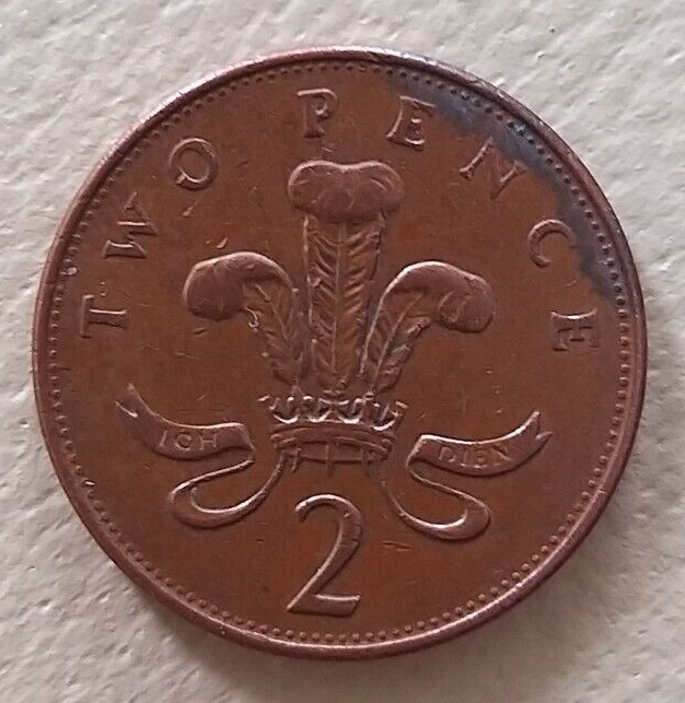 United Kingdom two pence 1993 Original ELIZABETH II D G REG F D 2 Pence ...