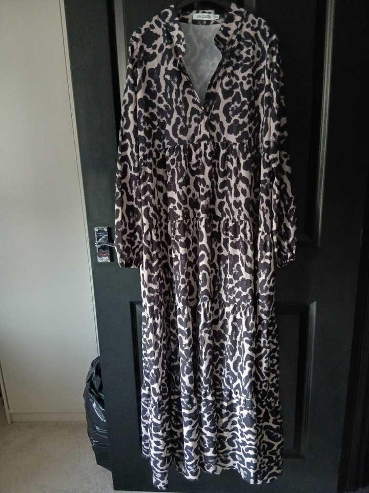 GINI LONDON M/L Leopard Print Ladies Long Maxi Dress | eBay UK