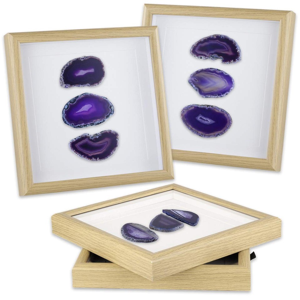 Framed Agate Slices Wall Art, Geode Slice Stone Picture Frame for ...