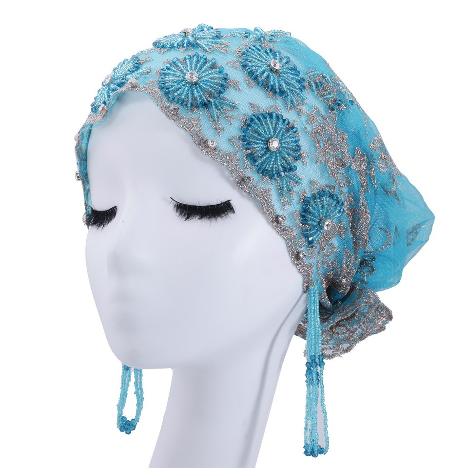 Tassels Hijab Muslim Turban Beanies Hat Bonnet Headwear Embroidery Cap ...