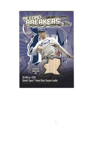 2002 Topps Record Breakers Hank Greenberg GU- Bat Detroit Tigers HOF ...