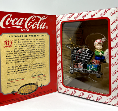 Coca-Cola Elf Shopping Cart Christmas Ornament Enesco 1997 Vintage | eBay