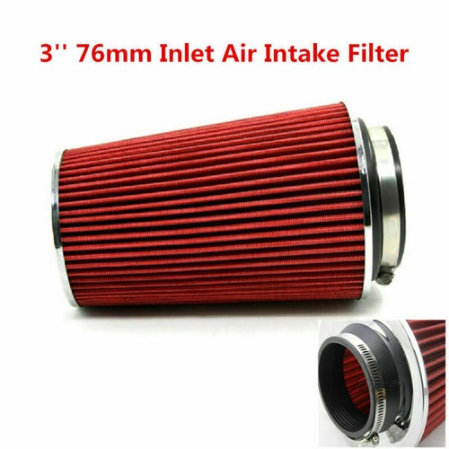 3" Race Car Air Filter Cold Air Intake Filter Cone Red Performance Long ...