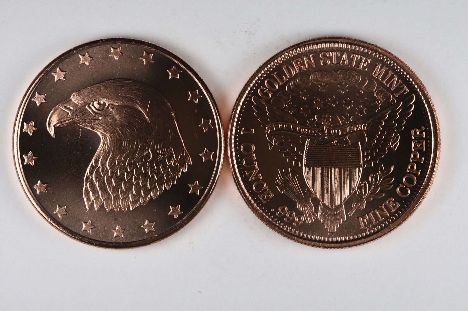 Eagle Head - 1 AVDP ounce .999 Fine Copper Round Golden State Mint | eBay