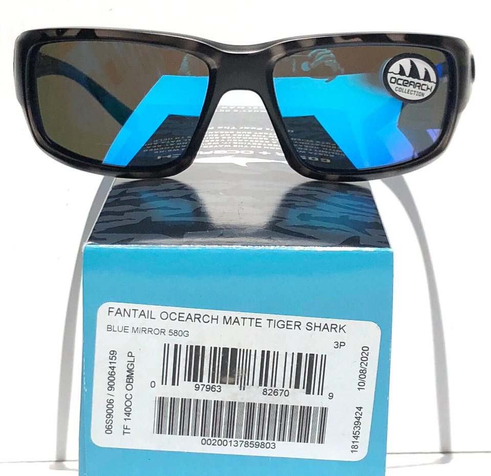 NEW Costa FANTAIL OCEARCH Mt Tiger Shark POLARIZED Blue GLASS Sunglass ...