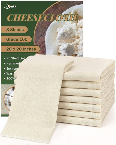 Cheesecloth for Straining Grade 100, 8 Pieces Reusable Hemmed ...