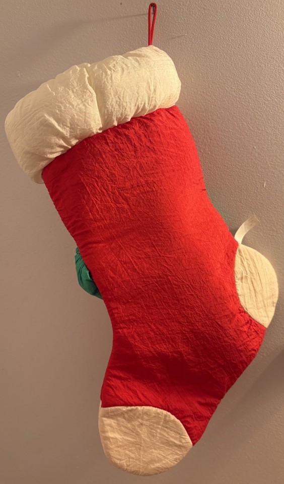 VTG 3D Nylon Puffy Santa Christmas Stocking (1994) | eBay