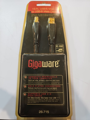 USB Cable A Male to B Male 16 Ft. printer cable for printer Gigaware 26 ...