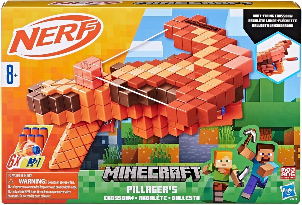 NERF MINECRAFT PILLAGER'S CROSSBOW DART FIRING BRAND NEW IN BOX 8 ...