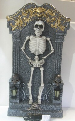NO BOX Animated Skeleton Tombstone w/Lights Music Motion Sensor ...