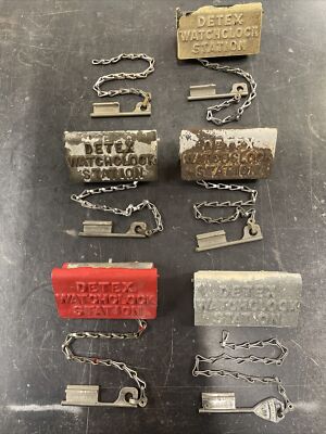 Lot of 5 Detex Guardsman Watchclock Station Box w/ 6 Keys 2, 4, 6, 8, 9 ...