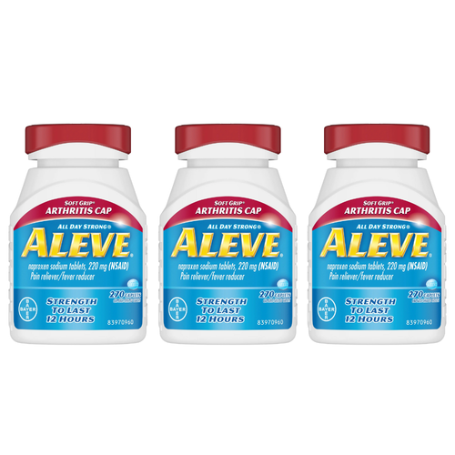 (3) Aleve Soft Grip Arthritis Cap Pain Reliever/Fever Reducer -270ct ...