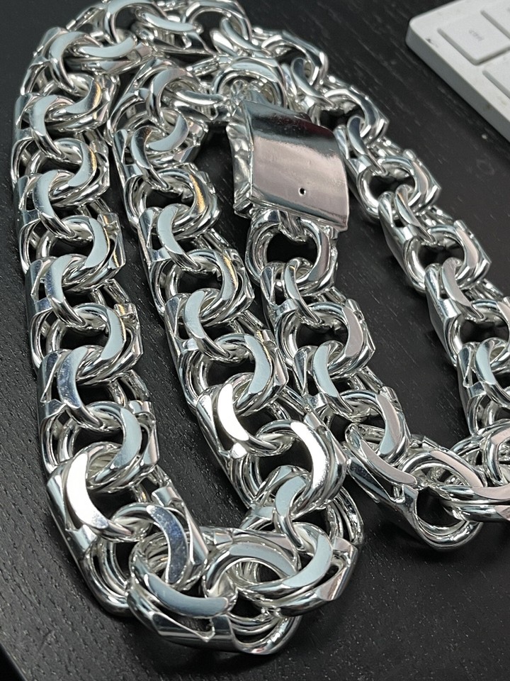 472 Grams 23mm 24 Inch 925 Sterling Silver Chain Handmade Man Chino ...
