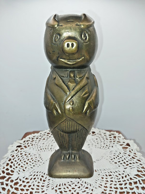 Vintage Brass still bank Piggy Bank penny bank pig Banker | eBay