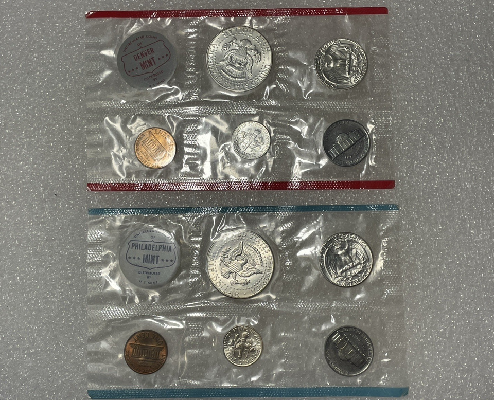 1964 Silver 10 Coin Mint Set with Kennedy Half Dollar in Cello | eBay