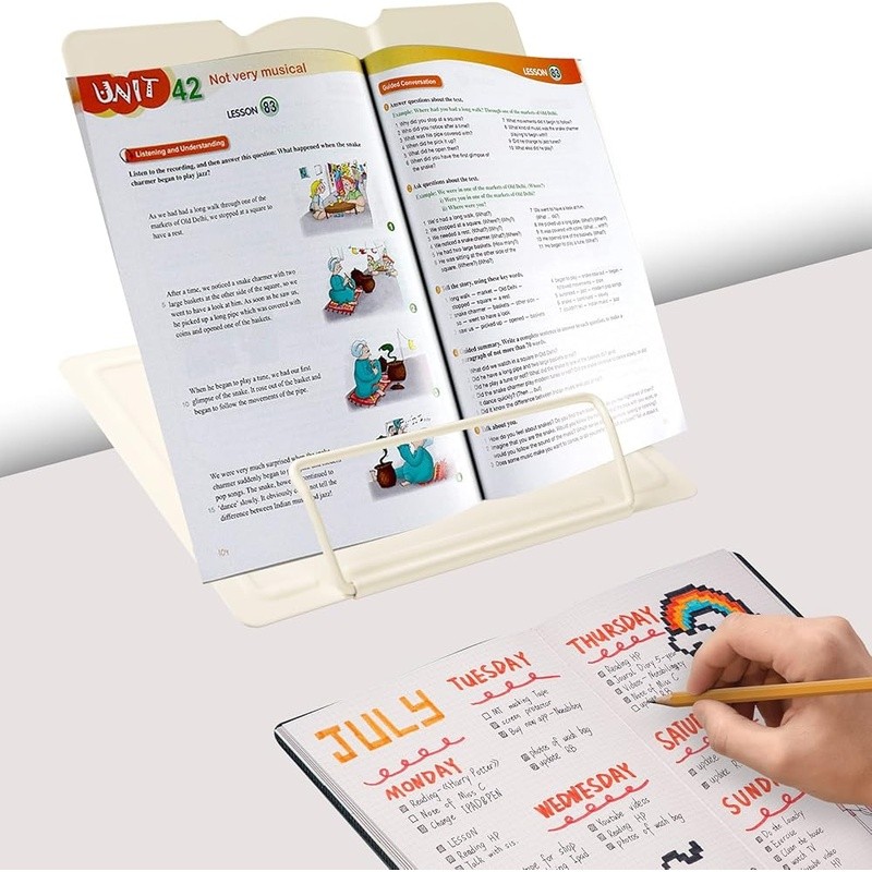 Adjustable Book Stand Hands-Free Reading Holder Cookbooks Magazines ...
