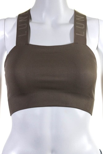 Lune Womens Luna Sculpt Support Bandeau Rib Sports Bra Fossil Brown ...
