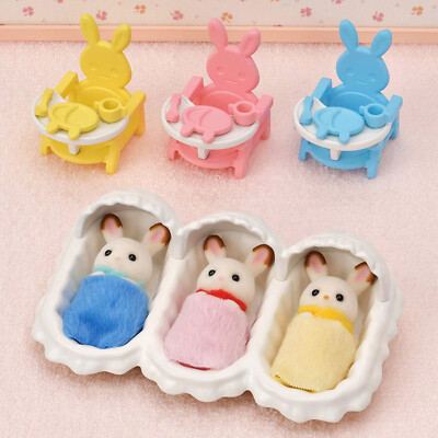 Sylvanian Families Calico Critters Chocolate Rabbit Baby Triplet ...