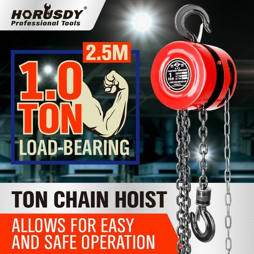 1 Ton Block and Tackle 2.5M Chain Block Hoist Crane Chain Lifting ...