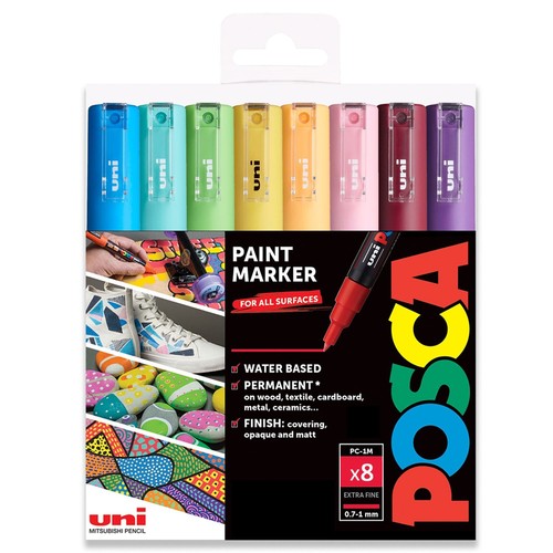 POSCA - PC-1M Art Paint Markers - Set of 8 - In Plastic Wallet - Spring ...