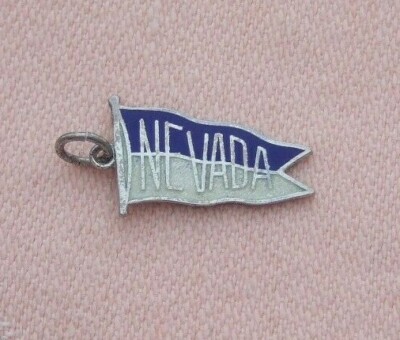 Vintage UNIVERSITY OF NEVADA PENNANT FLAG Sterling Silver ENAMEL Charm ...